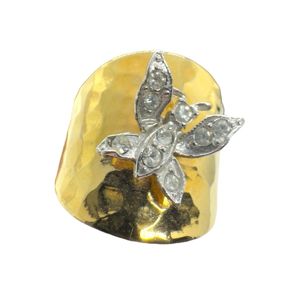 Vintage | Jewelry | Vintage 8kt Gold Electroplate Wide Band Crystal ...